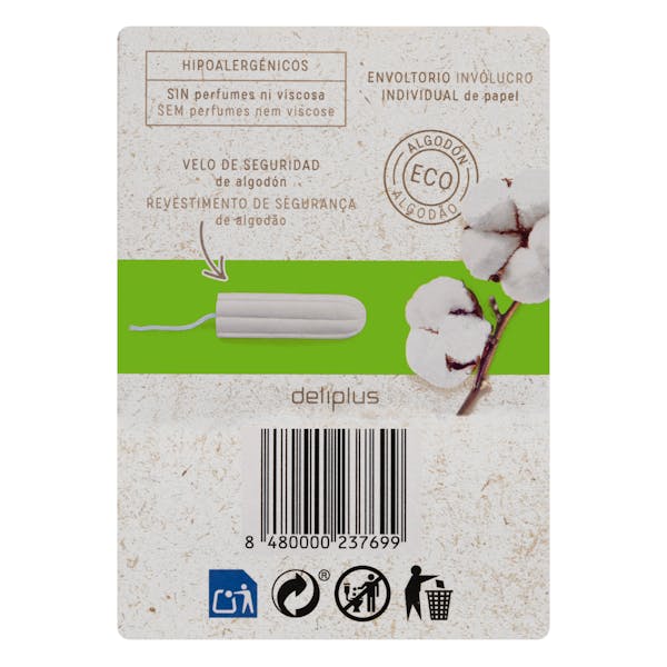 Tampones super Deliplus 100% algodón – Tu Mercadona